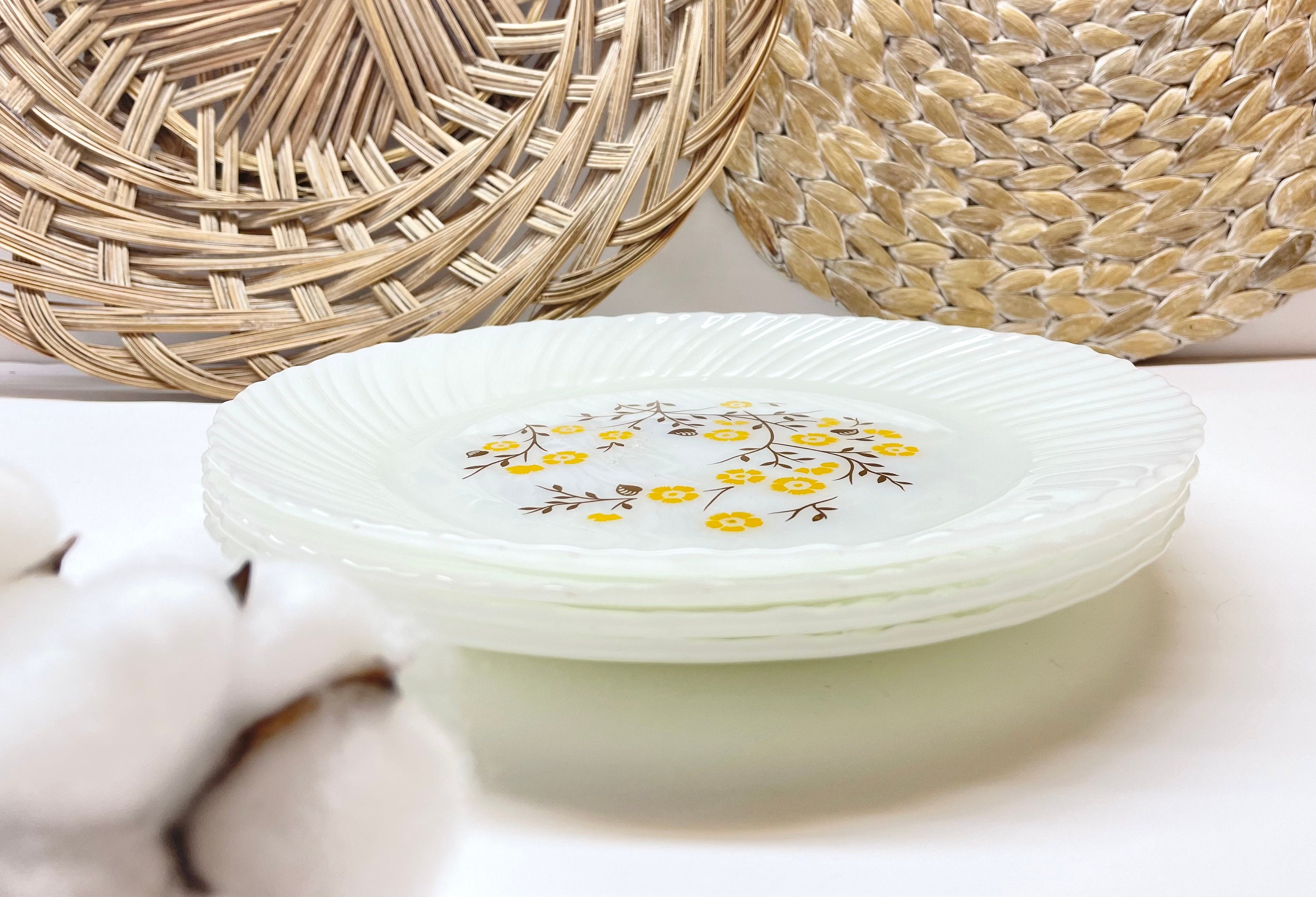 Set of 4 Vintage Termocrisa Milk Glass Dinner Plates Glass | Etsy