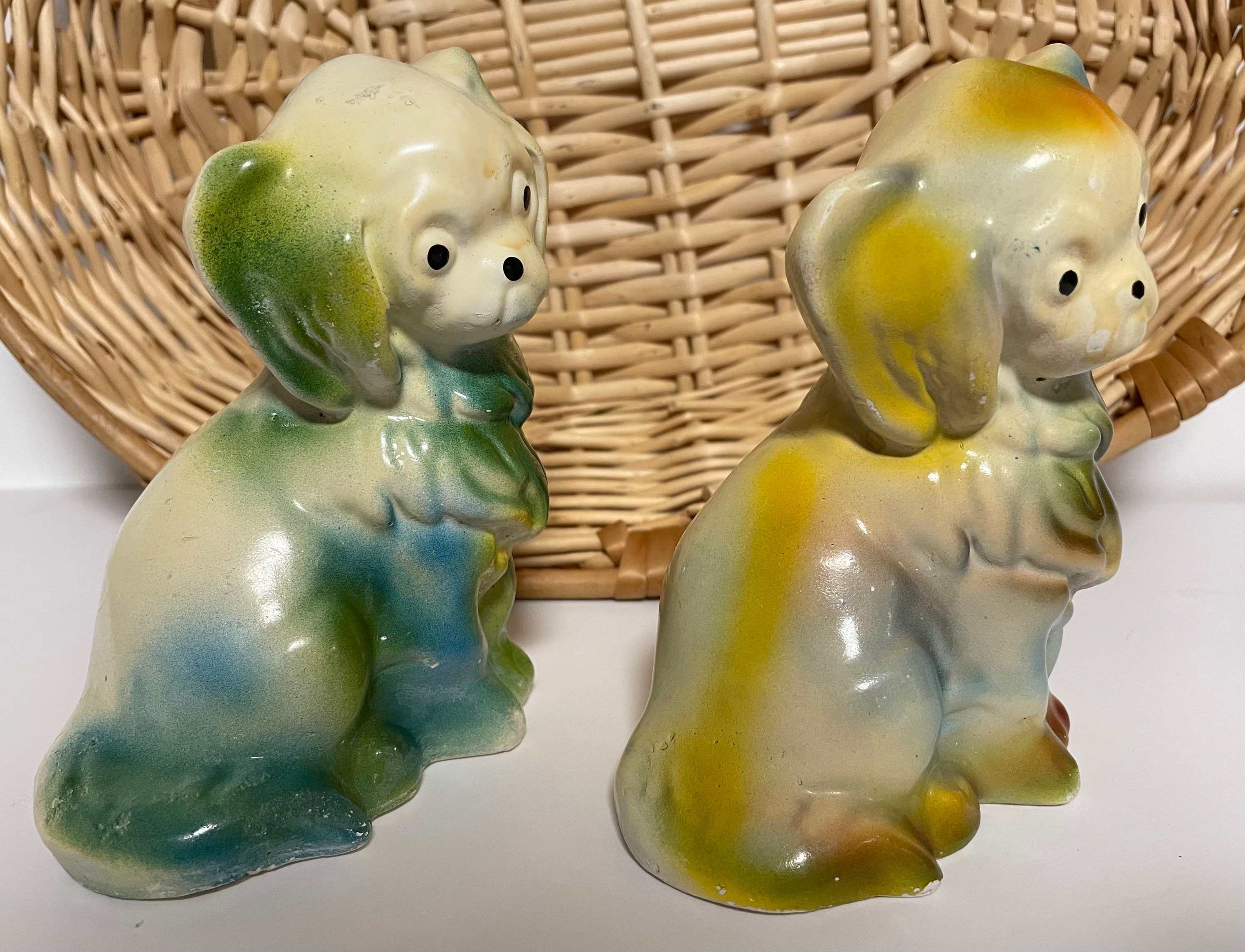 Set of 2 Colourful 1960s Carnival Prize Chalkware Dog - Etsy
