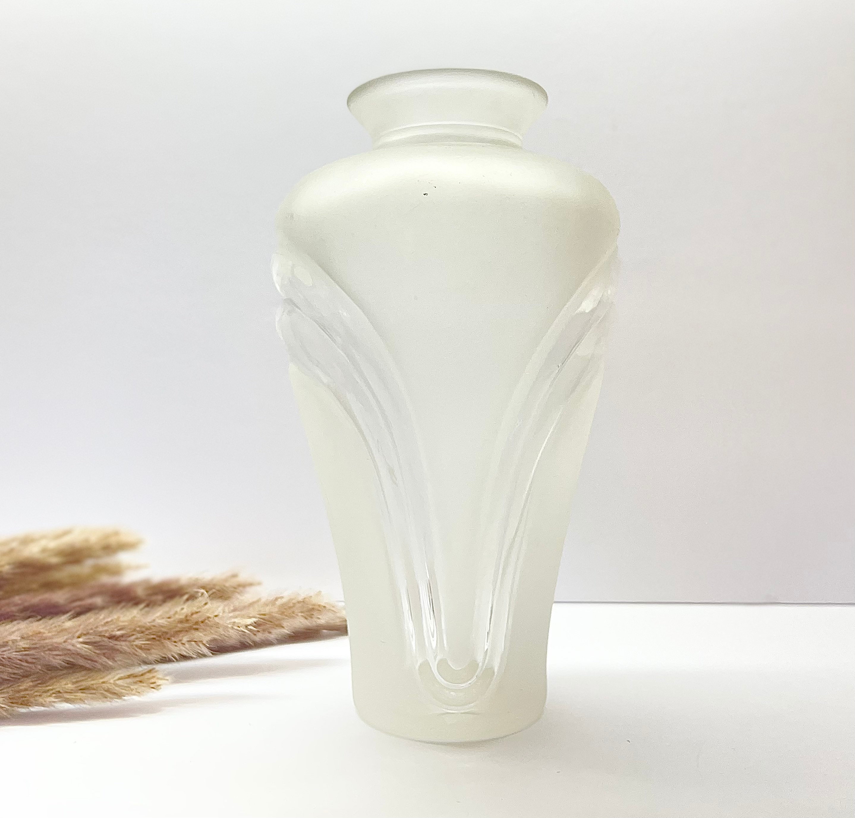 1980s Vintage Large Frosted Glass Art Deco Vase Shabby Chic - Etsy