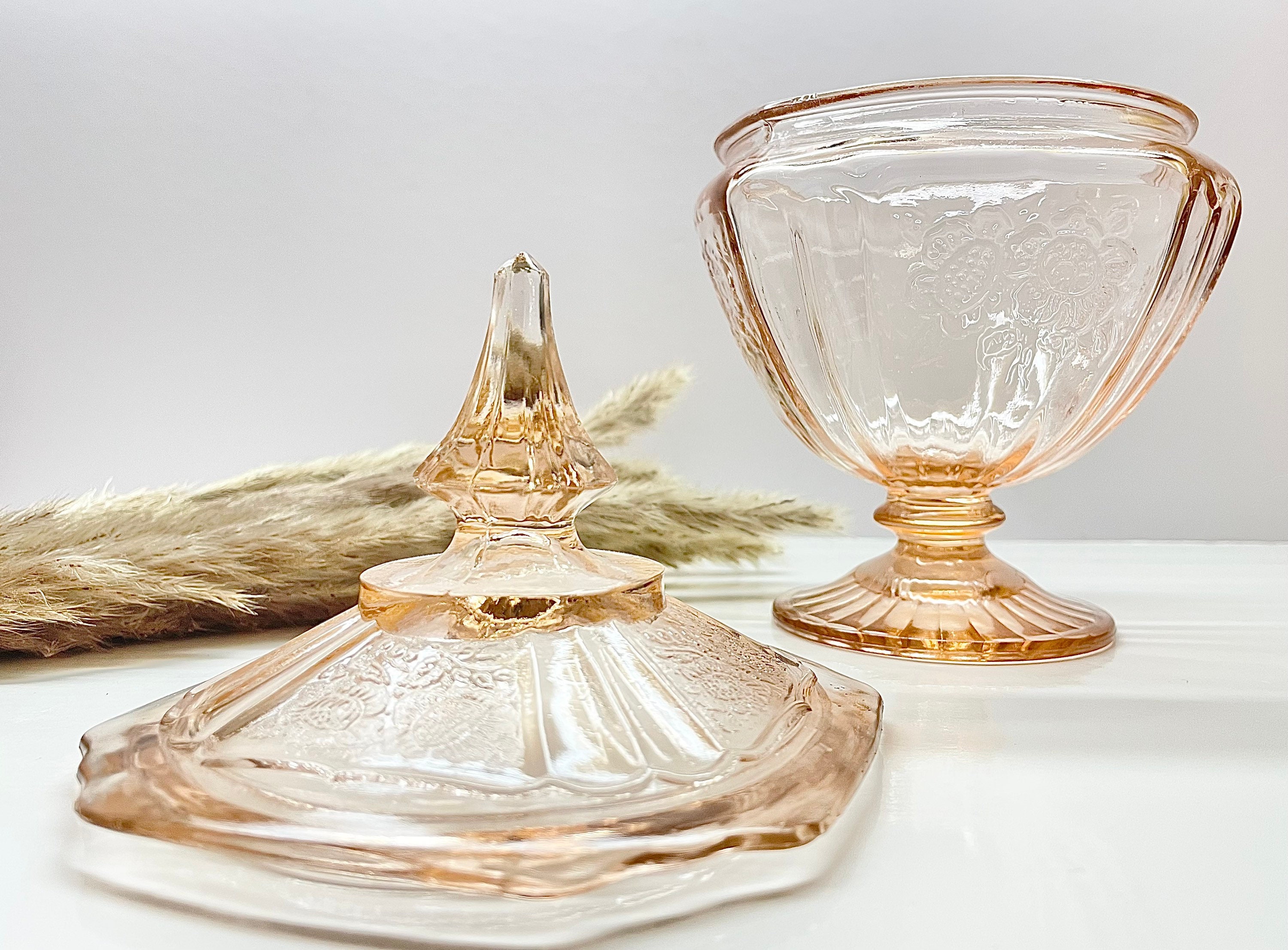 Authentic Pink Depression Glass Jar With Lid Mayfair Pattern - Etsy