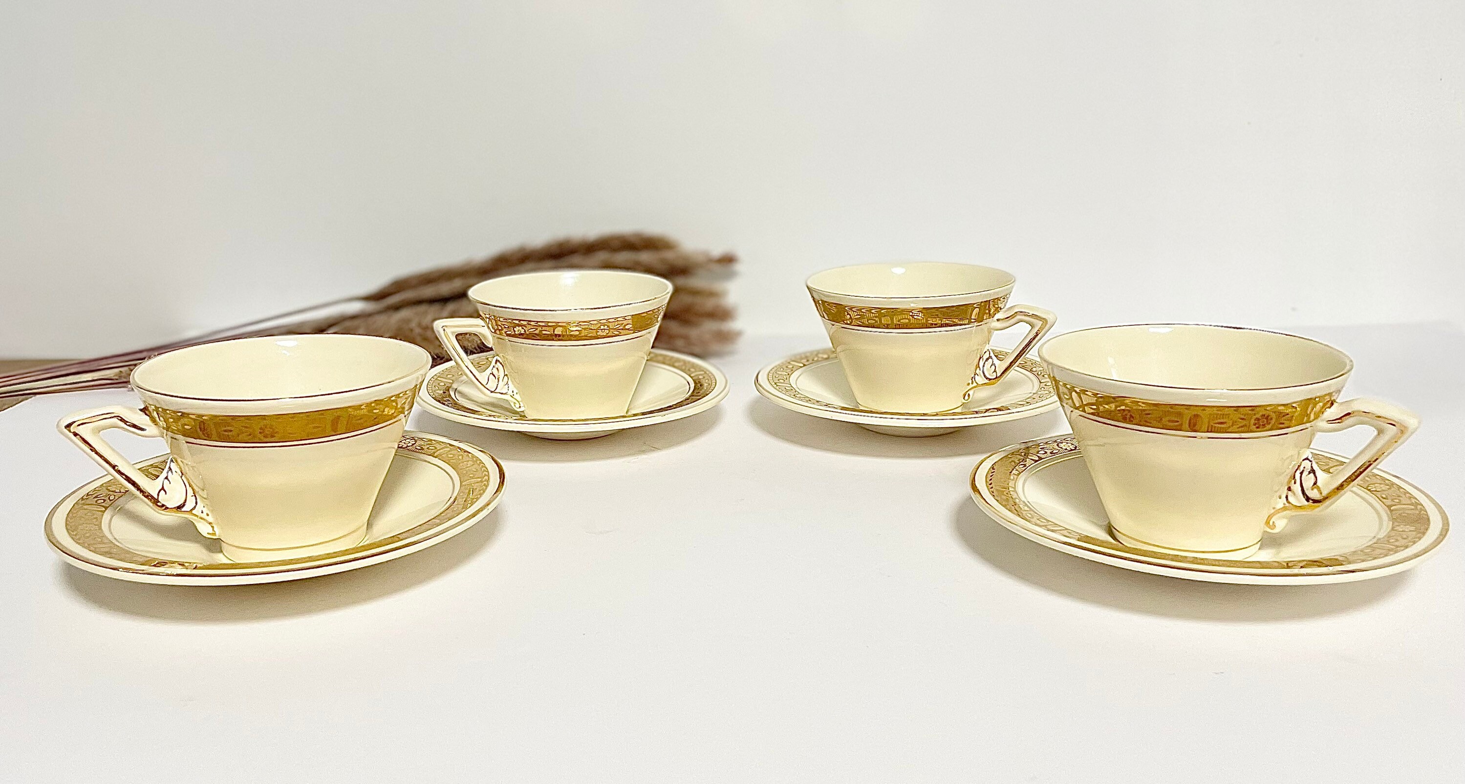 Vintage Burleigh Ware Zenith Art Deco Tea Cup & Saucer, English Pottery, Porcelain Tea Set ...