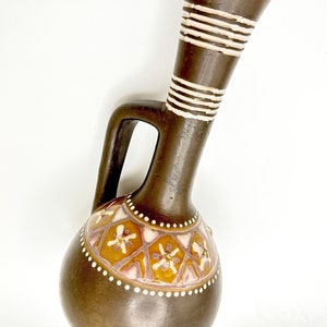 Vintage Hand Painted Folk Art Pottery Pitcher, Decorative Ceramic Jug ...