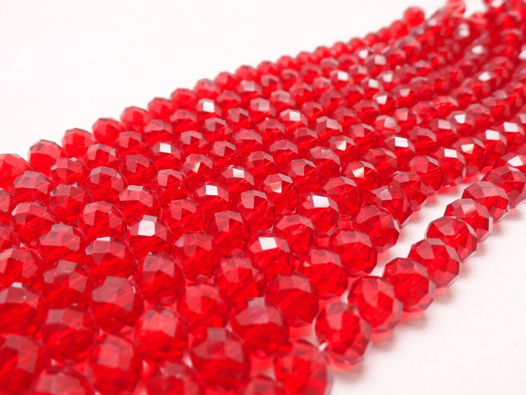 8mm 10mm Rondelle Faceted Crystal Deep Red Glass Spacer Beads - Etsy