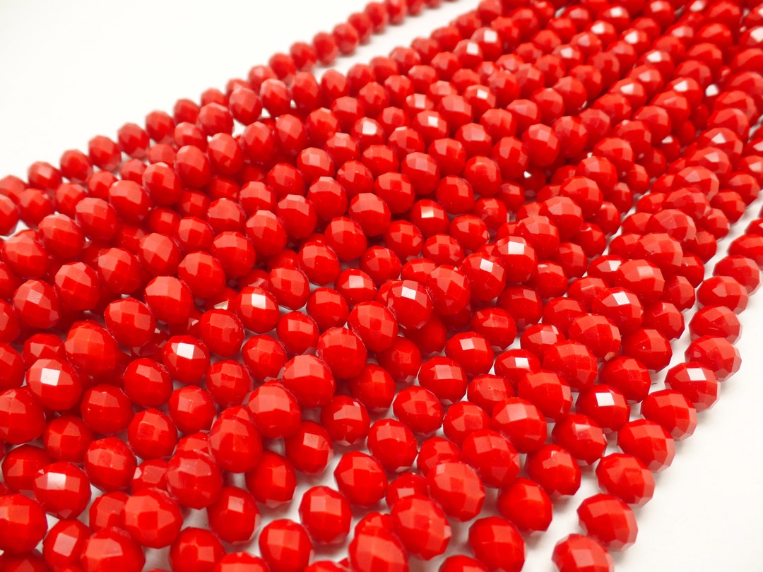 8mm 10mm 12mm Rondelle Faceted Opaque Red Glass Spacer Beads - Etsy