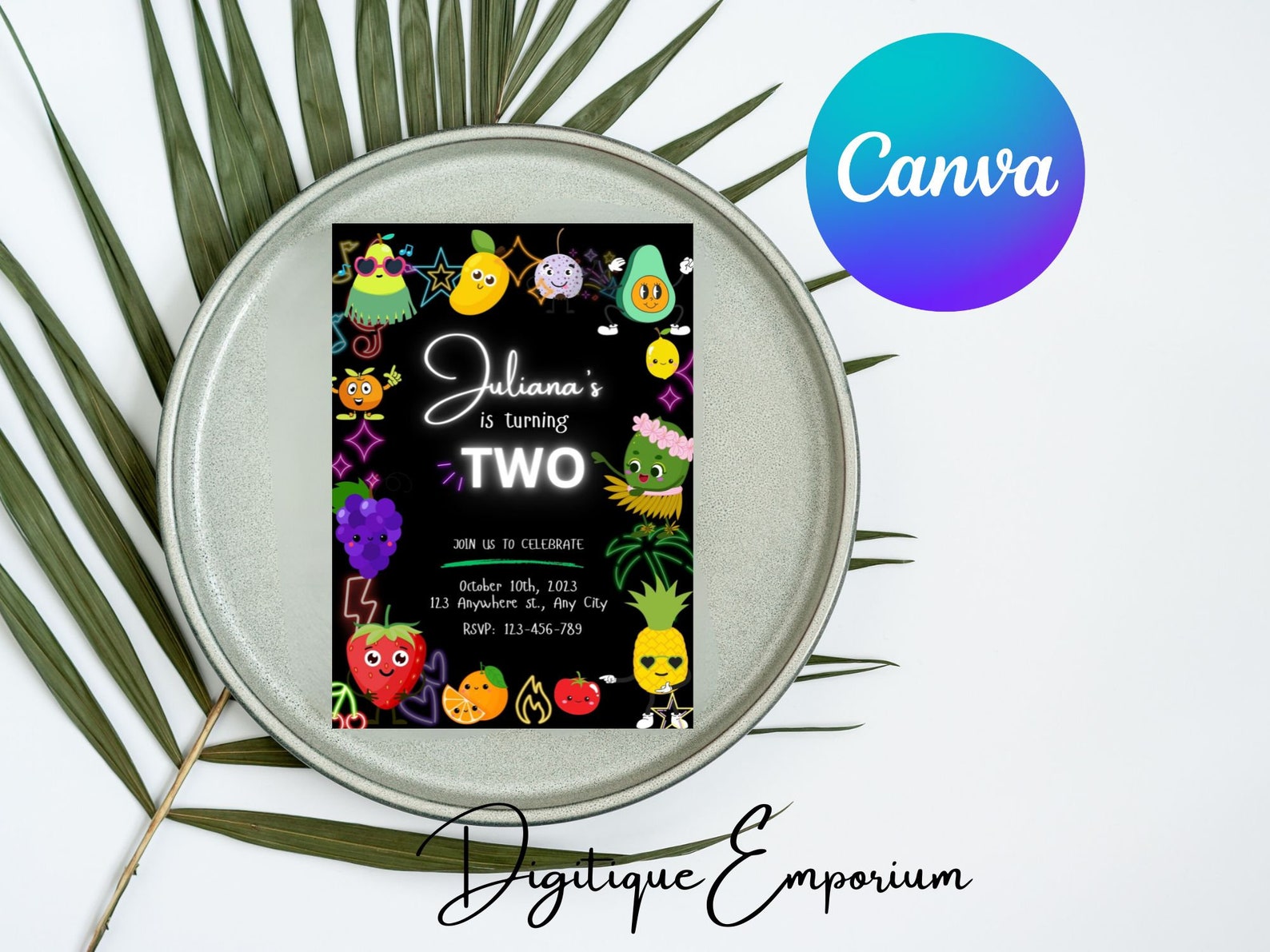 Hey Bear Dancing Fruit Invitation, Editable Hey Bear Sensory Birthday ...