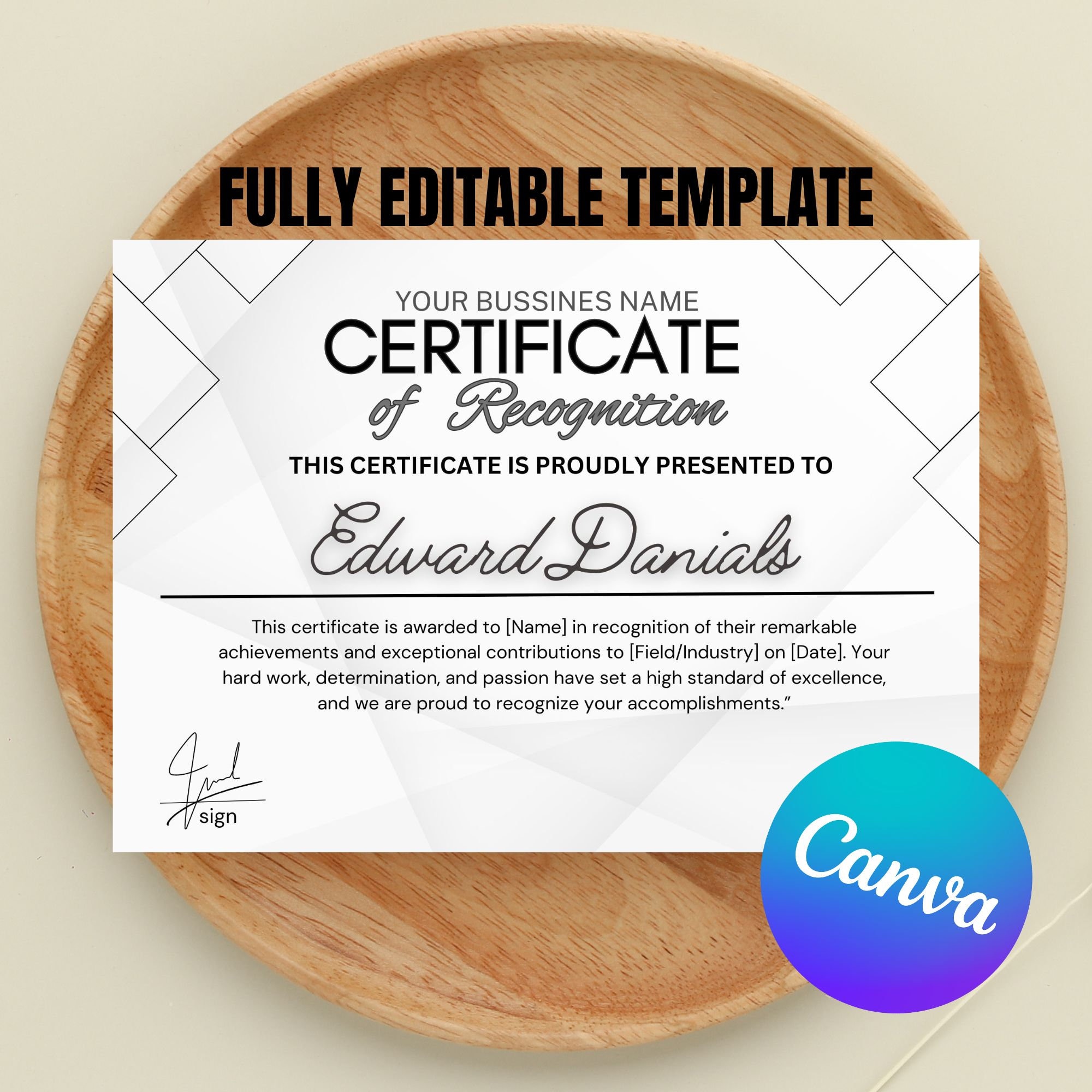 Certificate of Recognition Template Canva, Gold Certificate of ...