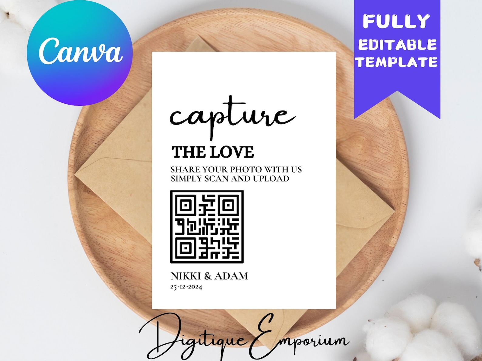 Capture the Love QR Code Personalized Wedding Party Sign Wedding Photo ...
