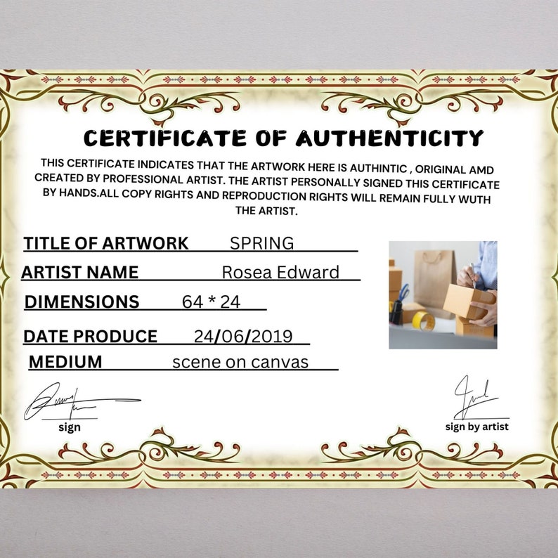 Editable Certificate of Authenticity Template: Artist COA Canva ...