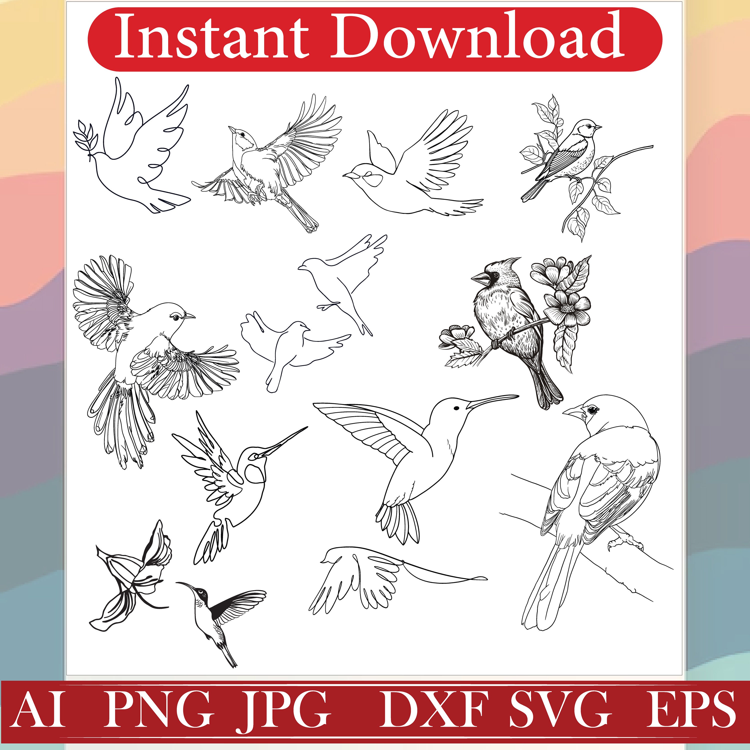 Bird Svg Bundle \ Bird Cut Files \ Bird Silhouette Svg \ Flying Bird ...