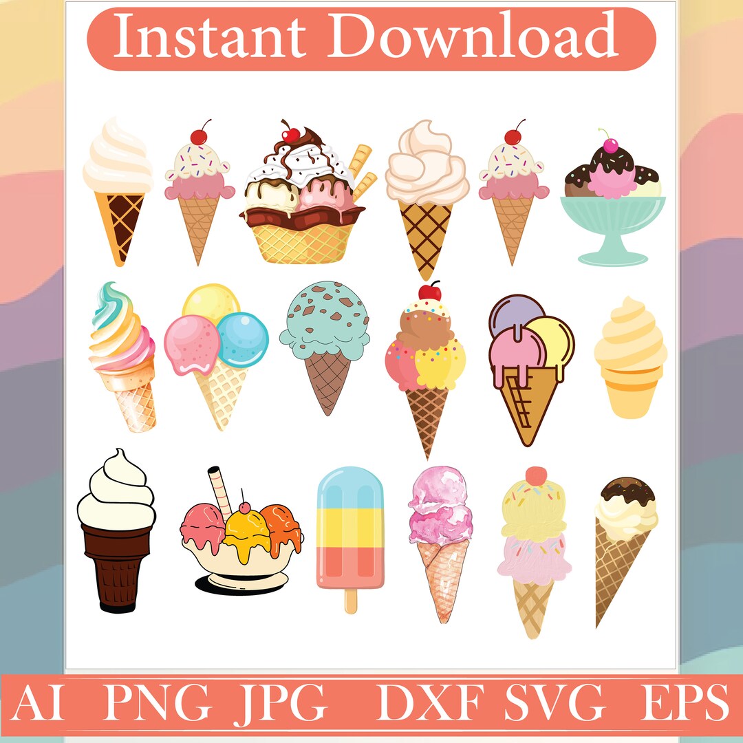 Ice Cream SVG Bundle \ Ice Cream Clipart \ Ice Cream Cut File \ Ice ...