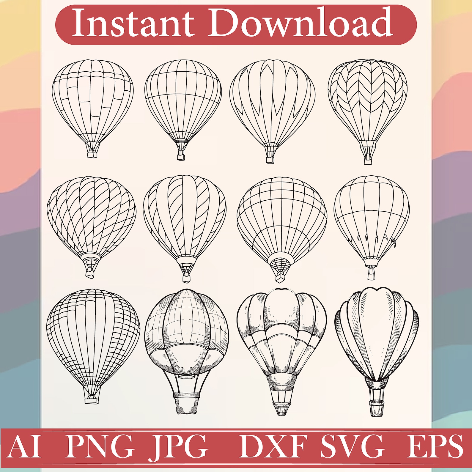 Hot Air Balloon Svg \ Balloon Svg Bundle \ Air Balloon Svg \ Air ...