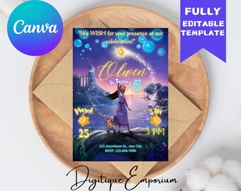 Wish Birthday Invitation, Wish Editable Template, Wish Movie Party for ...