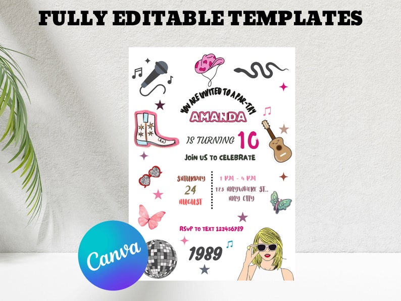 Editable Era Birthday Invitation Template, Printable Movie Invite ...