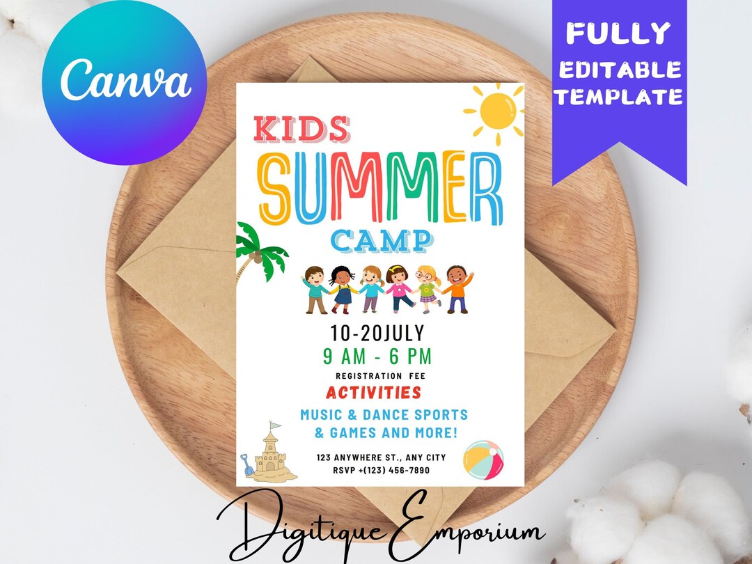 EDITABLE Kid Summer Science Camp Flyer, Summer Poster, PTA PTO, Camping ...