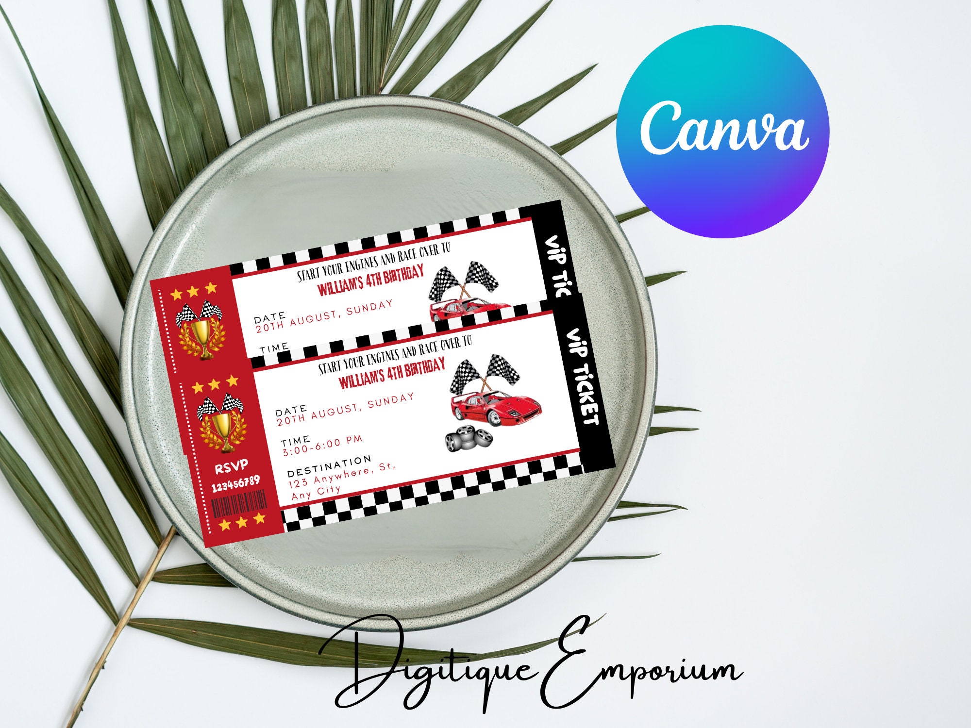Editable Racing Car Birthday Invitation Template Printable Badges Car ...