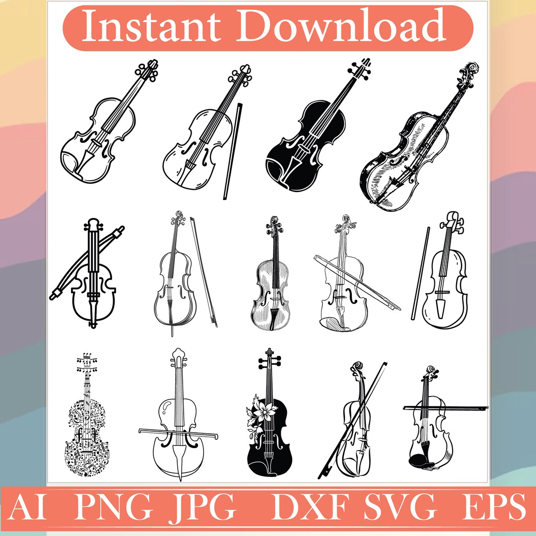 Violin Bundle Svg \ Violin Cut Files \ Violin Svg \ Violin Clipart ...