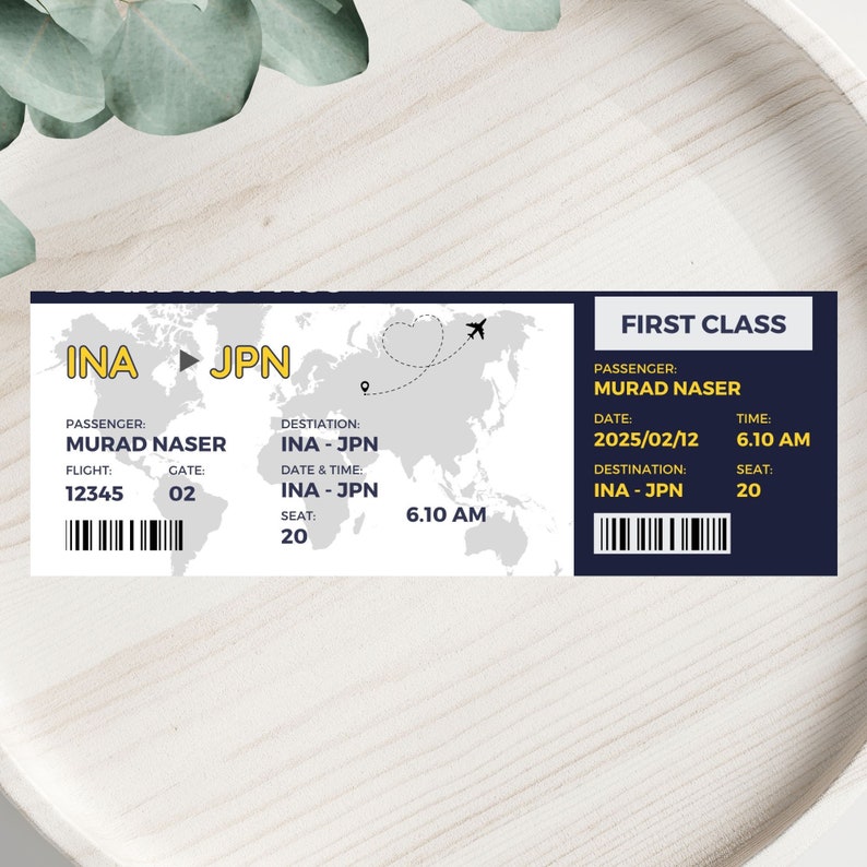 Bearbeitbare Bordkarte Canva-Vorlage, druckbare Flugticket, Bordkarte ...