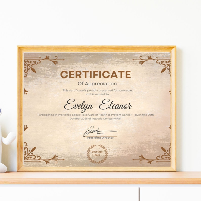 Editable Appreciation Certificate Template: Printable Canva Design - Etsy