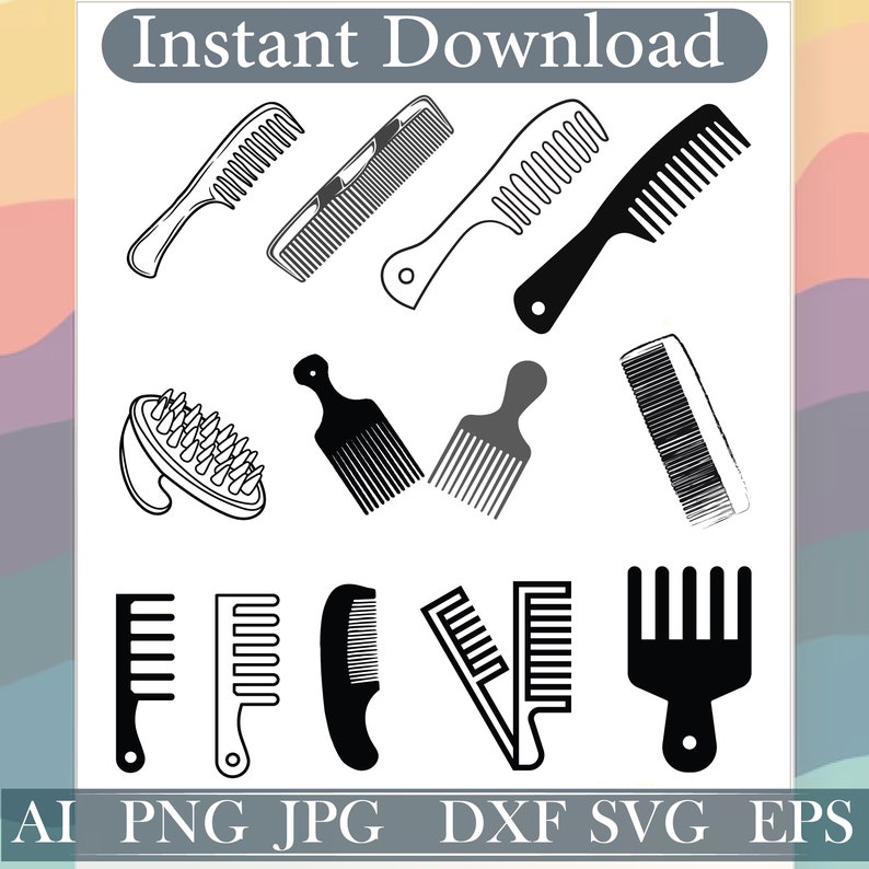Comb SVG Bundle: Hairdresser & Barber Tool Cut Files (digital Download ...