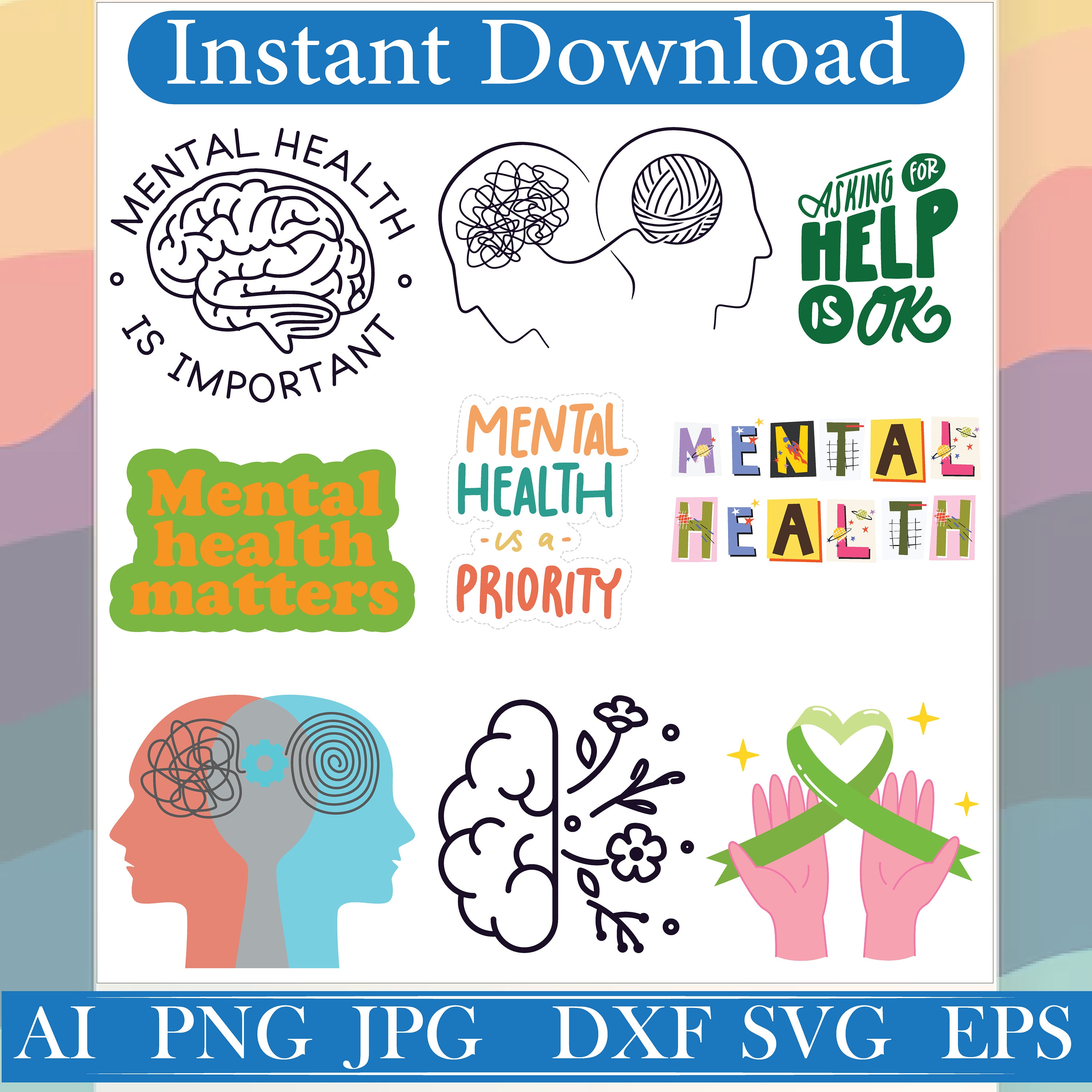 Mental Health SVG Bundle \ Mental Health Awareness \motivational SVG ...