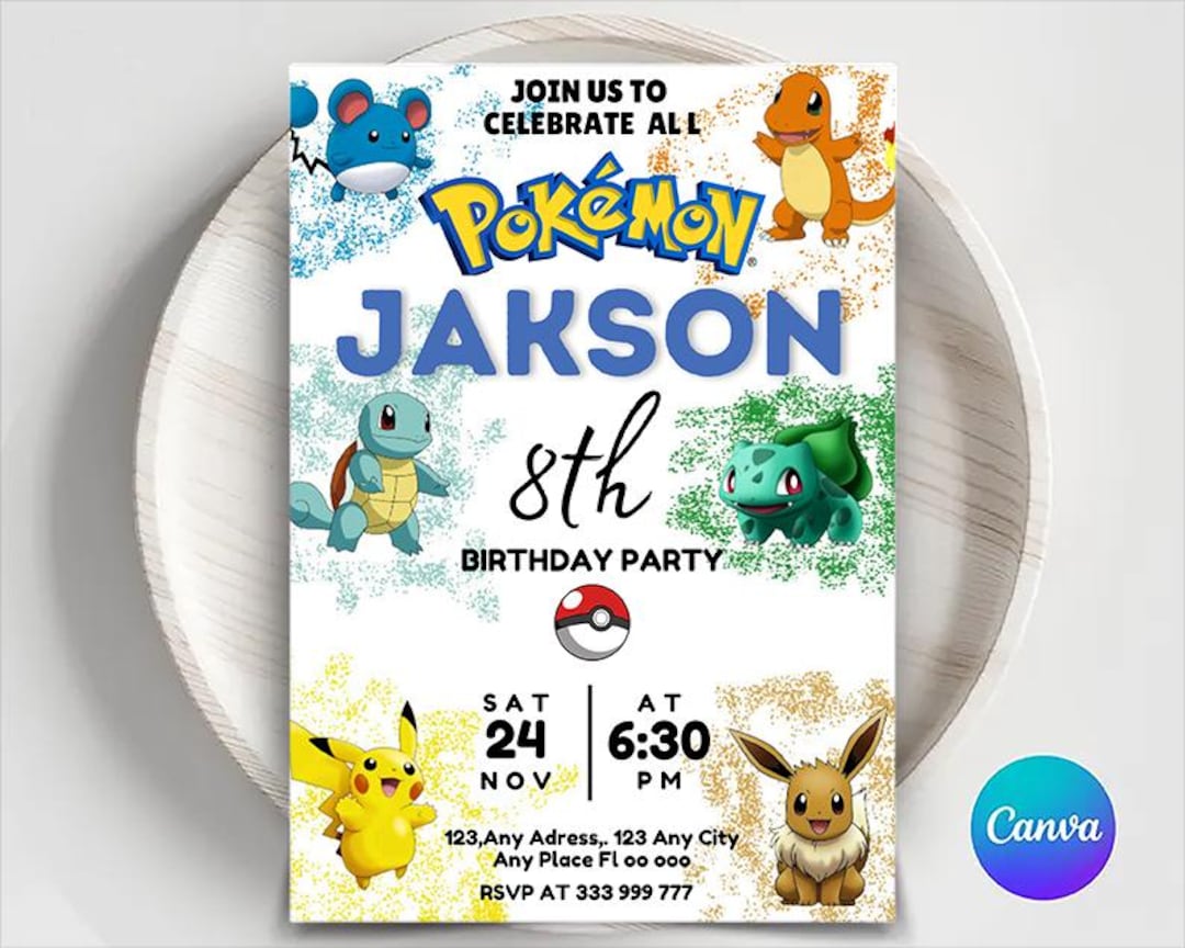 Editable Pokemon Birthday Invitation | Pokemon Pikachu Birthday Party ...