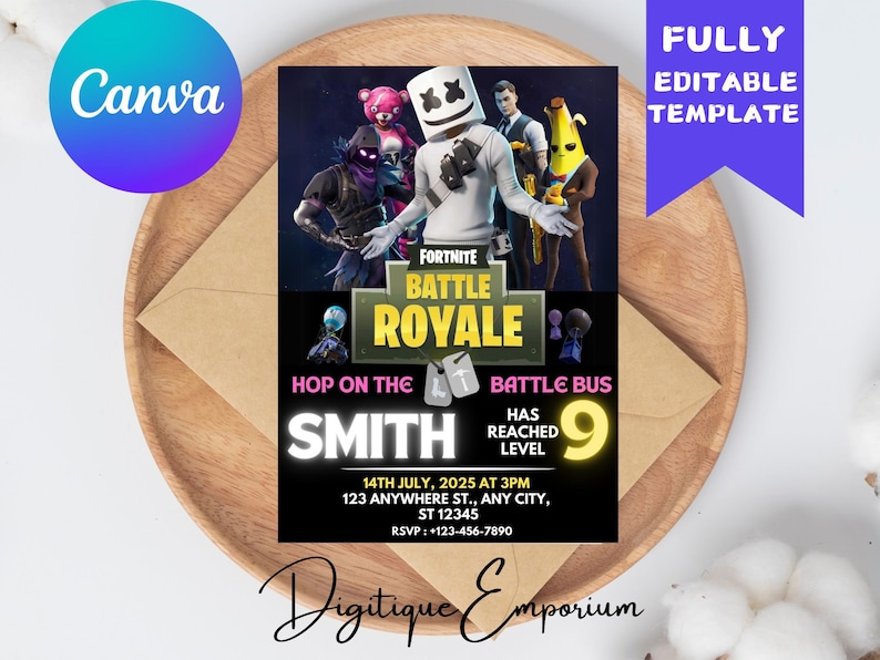 Editable Fort Game Birthday Invitation| Fort Night Birthday Party ...