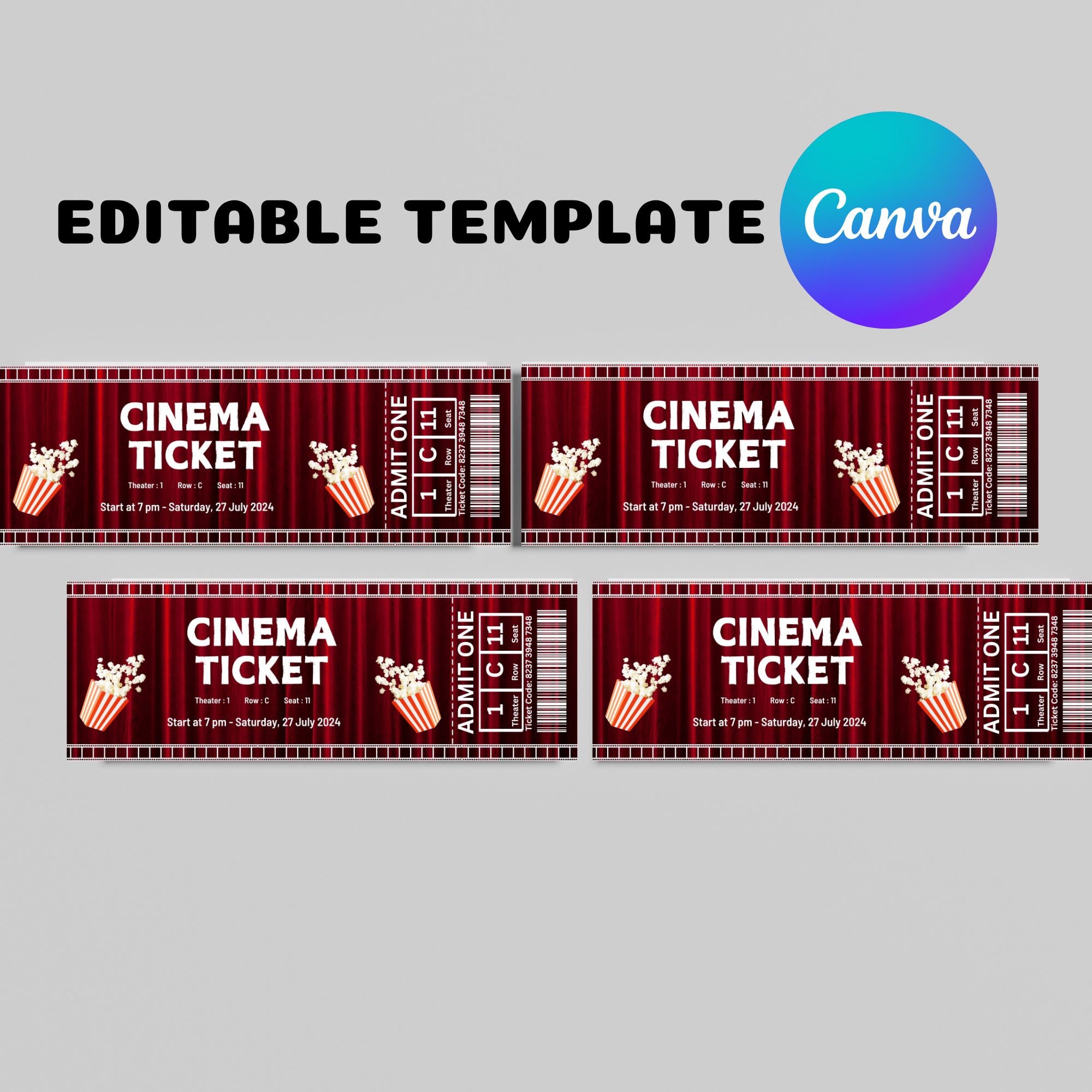 Movie Night Ticket,movie Ticket,movie Invitation,surprise Movie Night ...