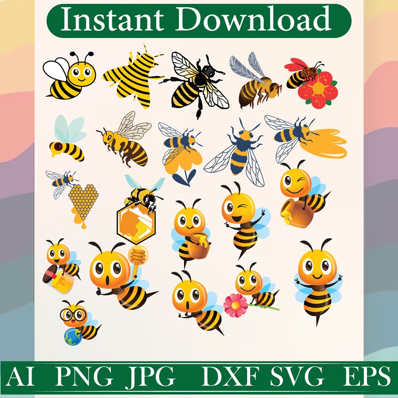 Bee Svg Bundle \ Bee Clipart \ Bee Cut Files \ Honey Bee Svg \ Bumble ...