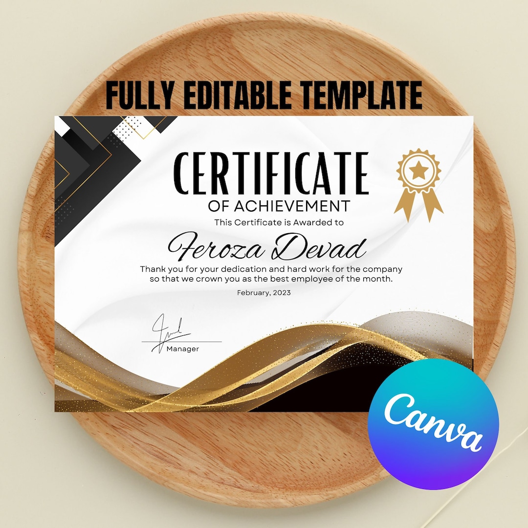 Black and Gold Certificate of Recognition Design, Elegant Template ...
