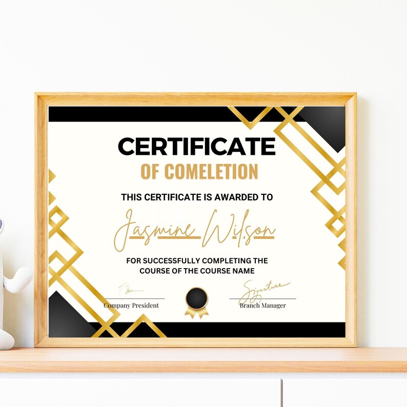 Certificate of Completion Template, Printable Course Certificate of ...