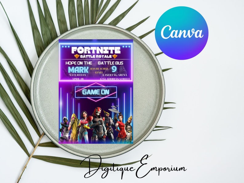 Birthday Invitation Fortnight Fort Night Birthday Party Template, Game ...