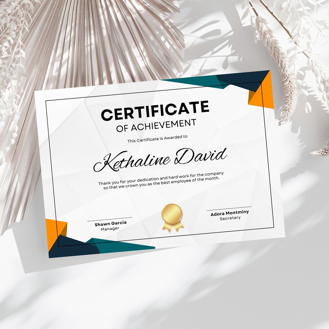 Editable Certificate Template, Powerpoint, Certificate of Achievement, Completion, Award ...