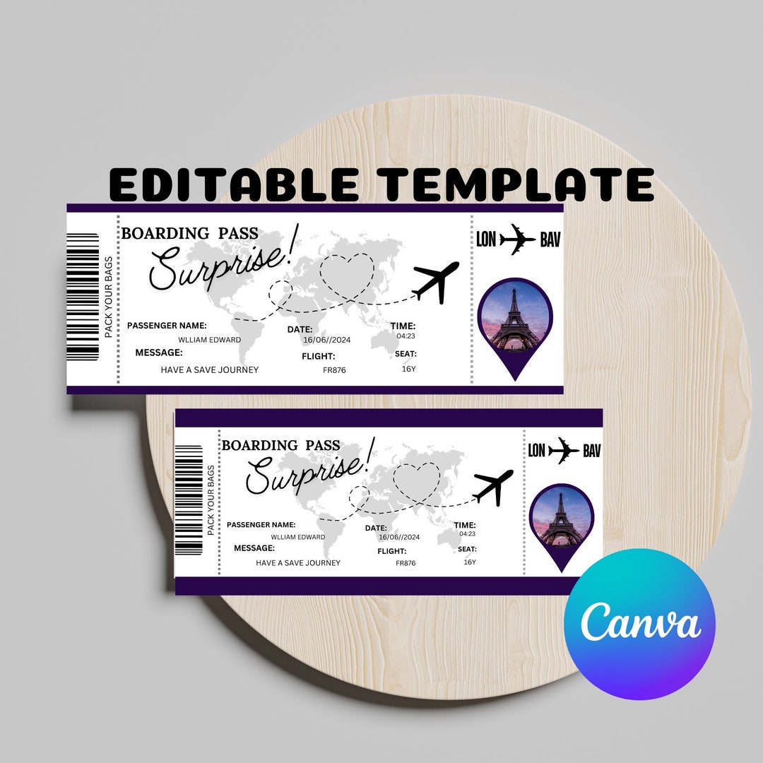 Editable Surprise Trip Boarding Pass Template (digital Download) - Etsy