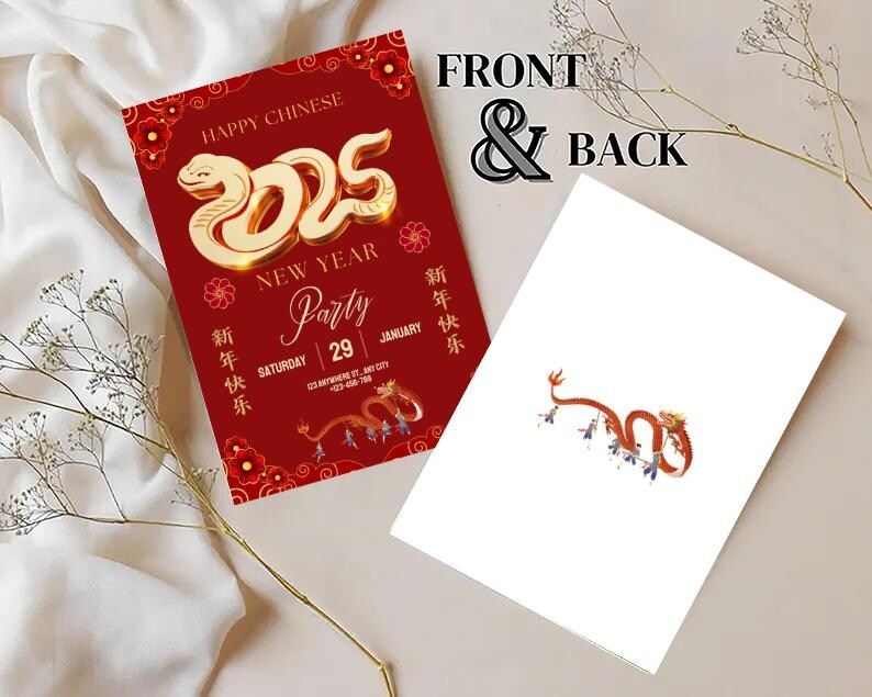 Year of the Snake Chinese New Year Party Invitation (digital Download ...