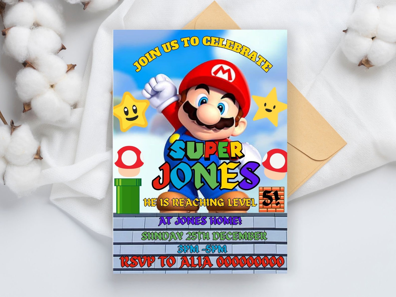 Mario Bros Invitation, Super Mario Birthday Invitation, Super Brothers ...