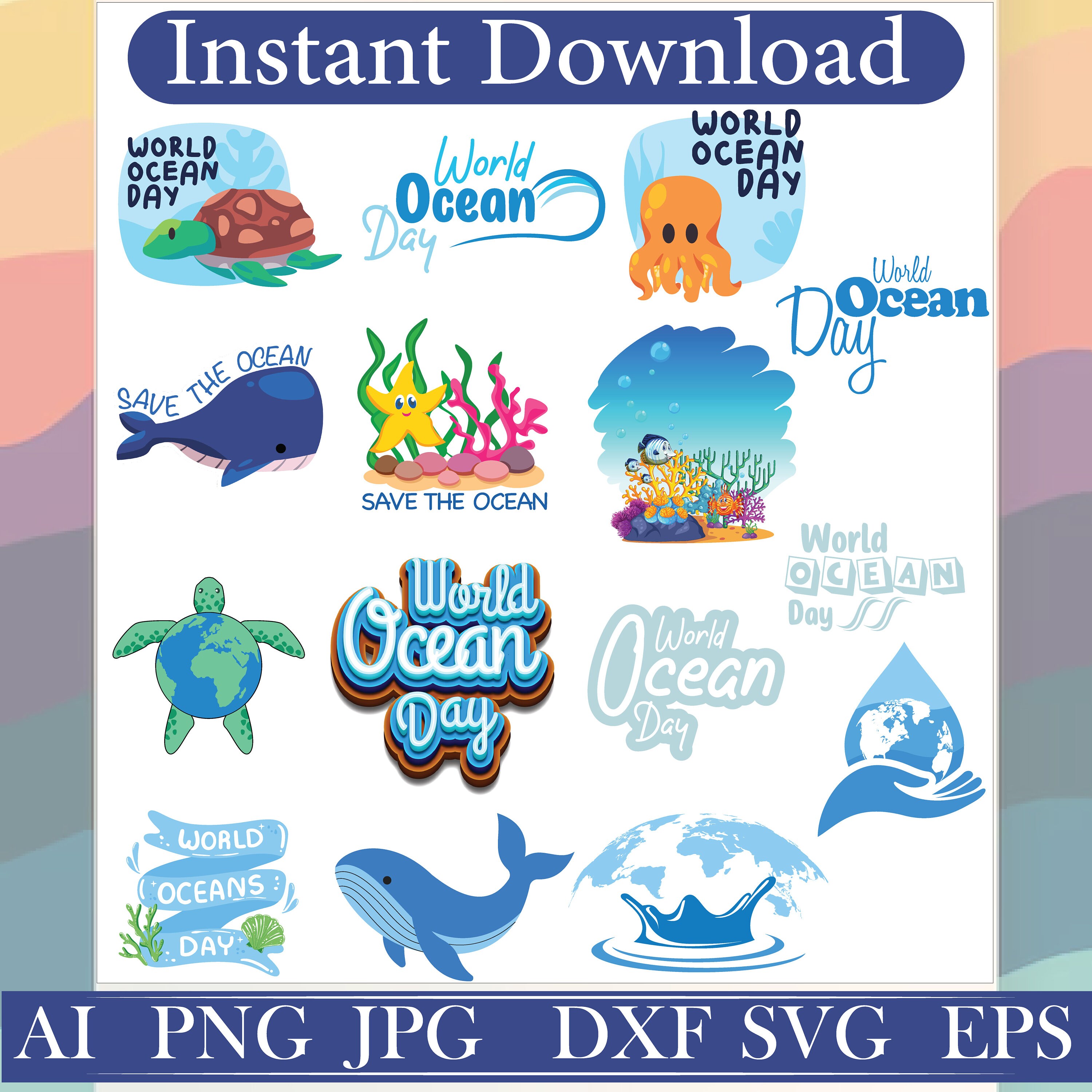 World Ocean Day SVG World Ocean Day Png Ocean Day Cut File Save the ...