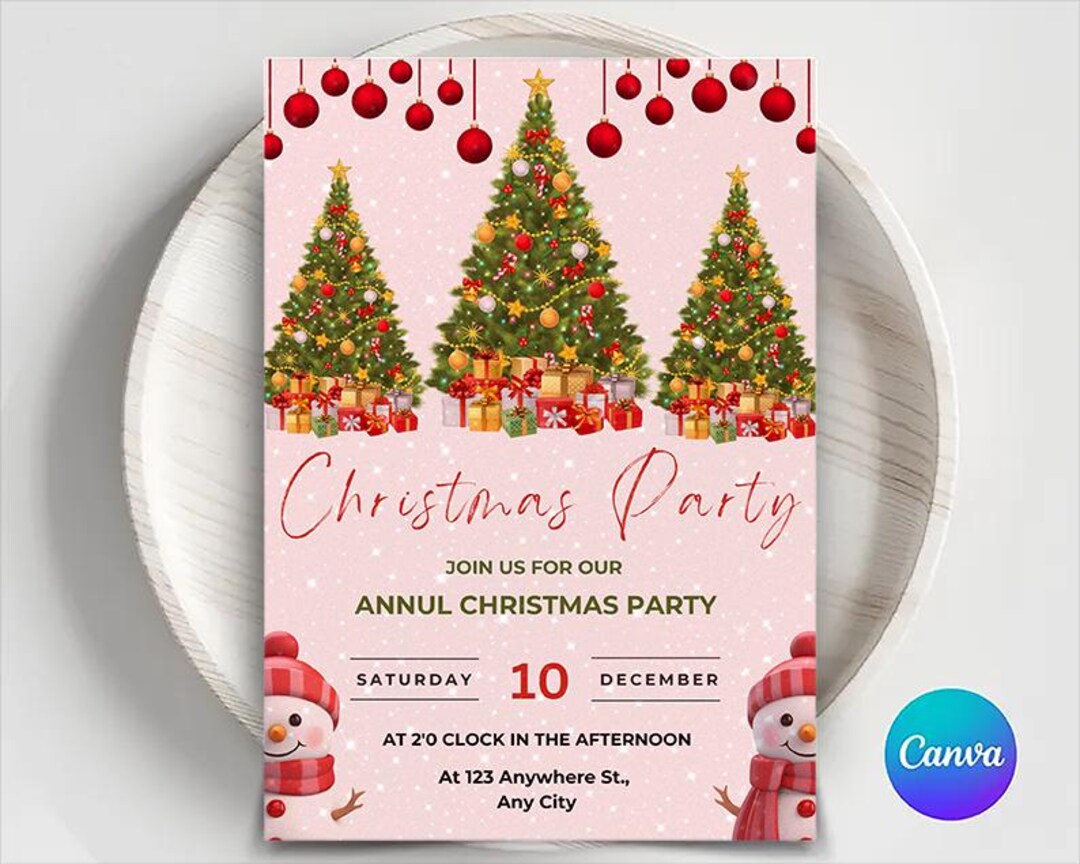 Editable Christmas Party Invitation Template (digital Download) - Etsy