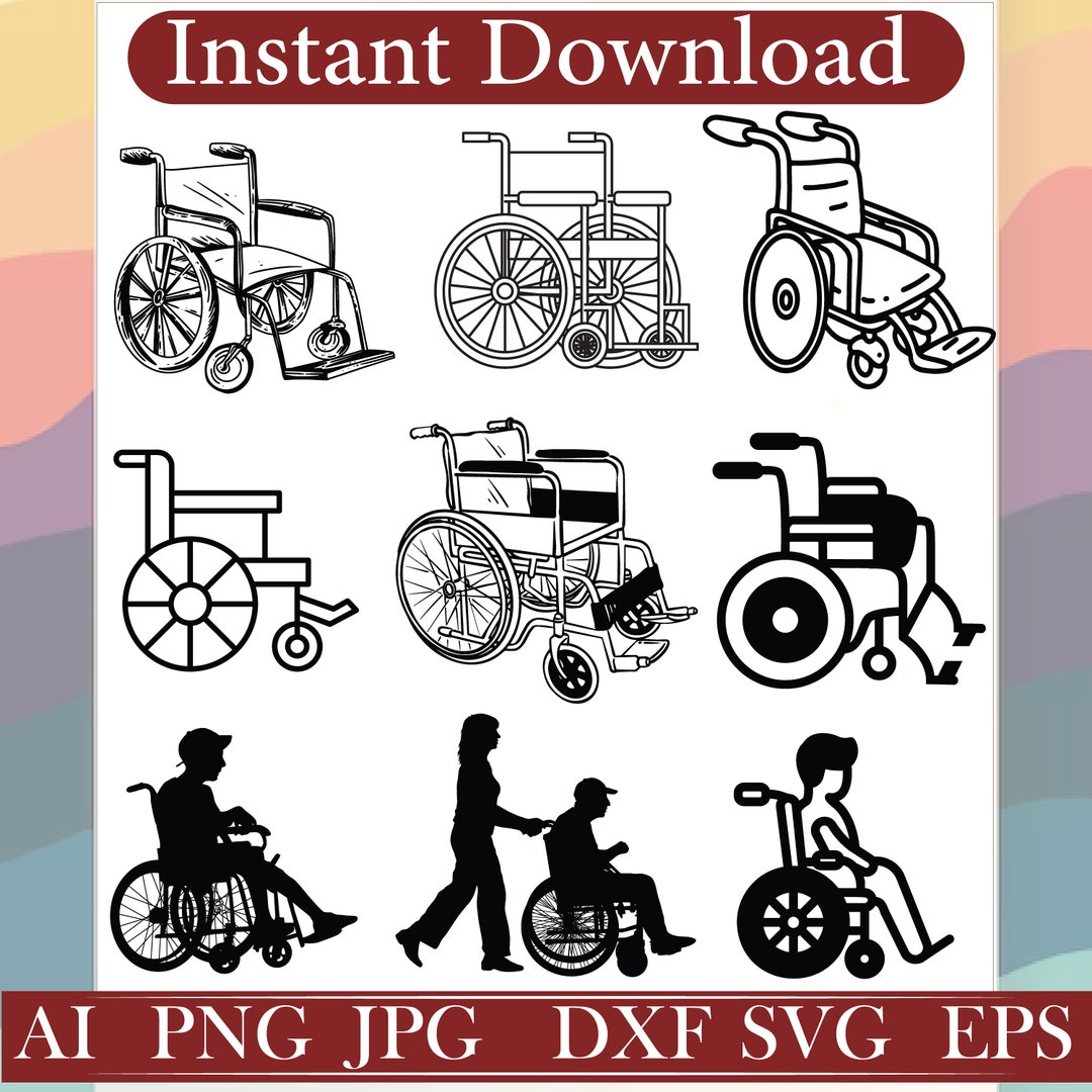 Wheelchair SVG Bundle \ Wheelchair Clipart \ Wheelchair Cut Files \ Man ...