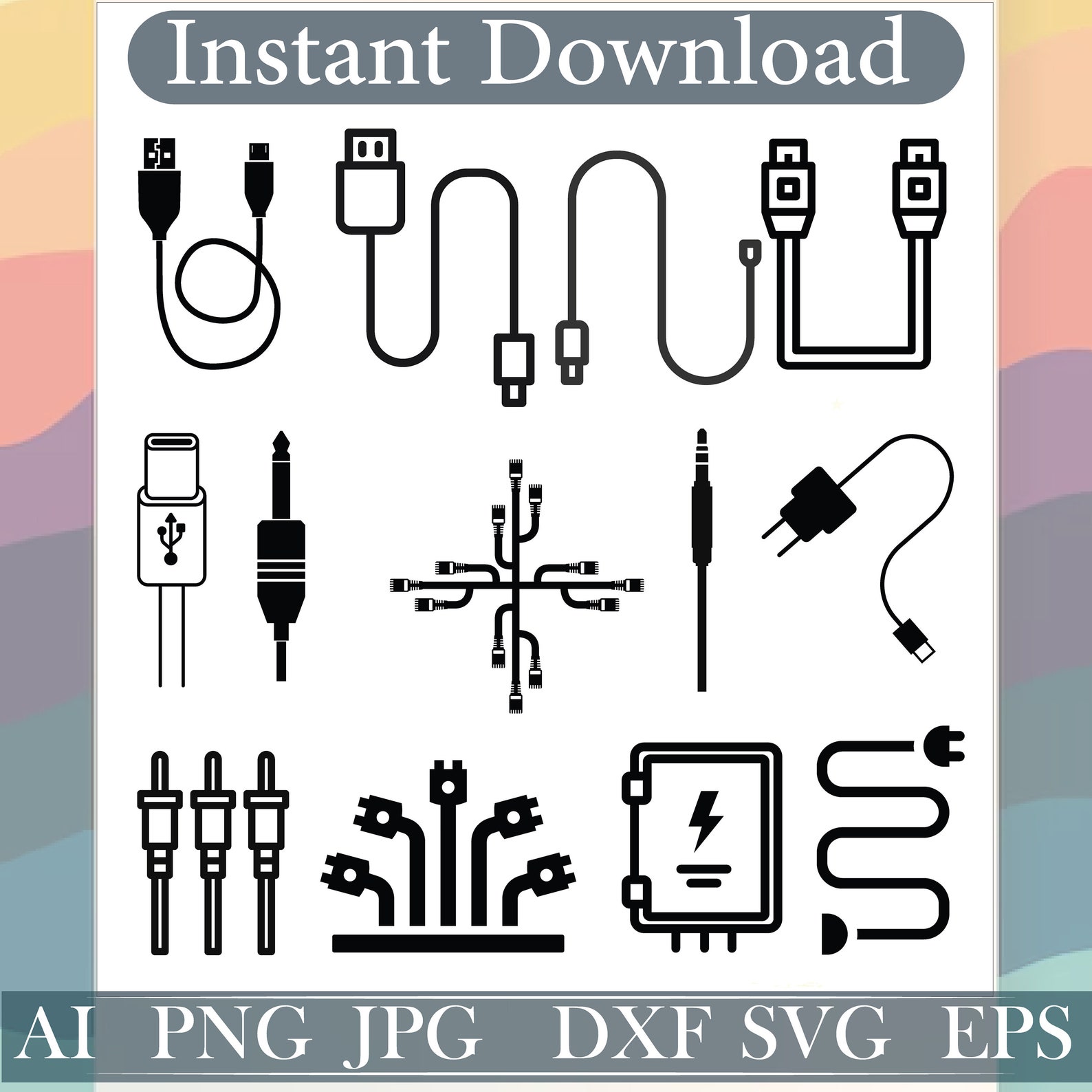 USB Cable Svg \ Type-c Cable SVG \ Charger SVG \ Plug Svg \ Phone ...