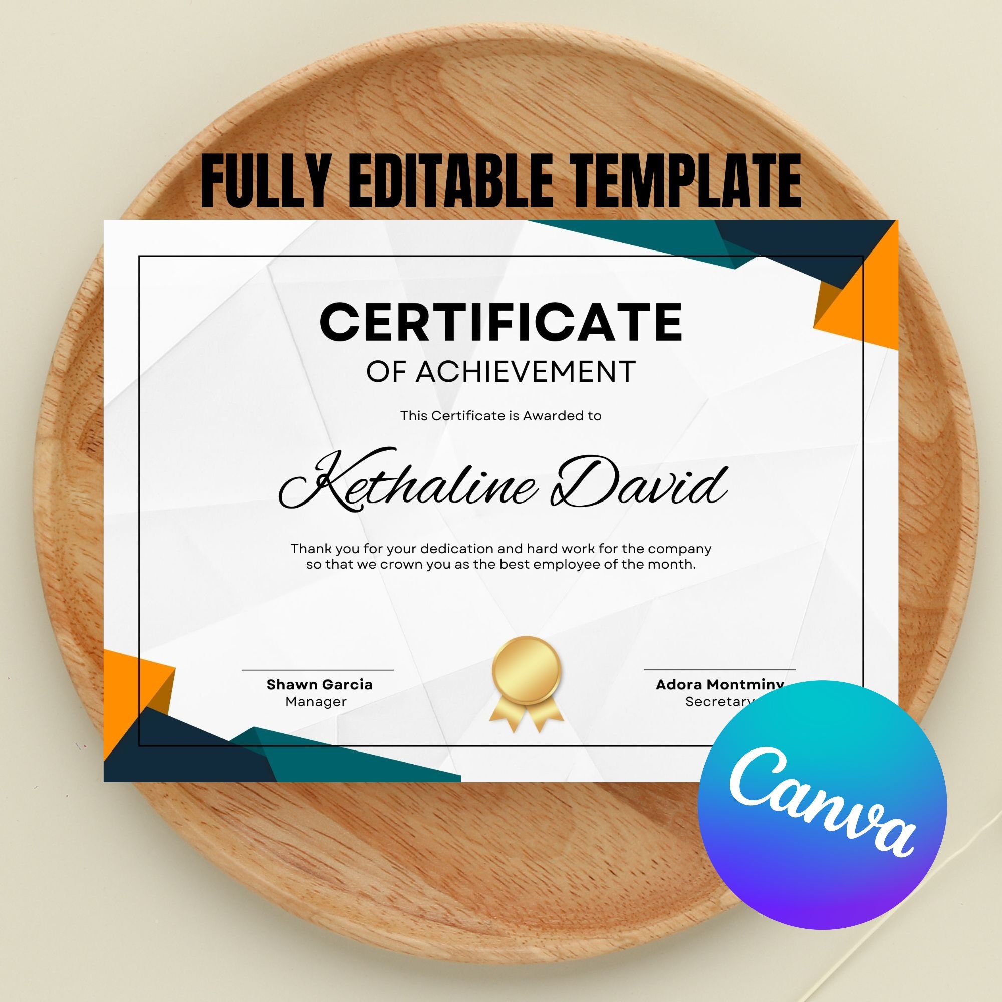 Editable Certificate Template, Powerpoint, Certificate of Achievement ...