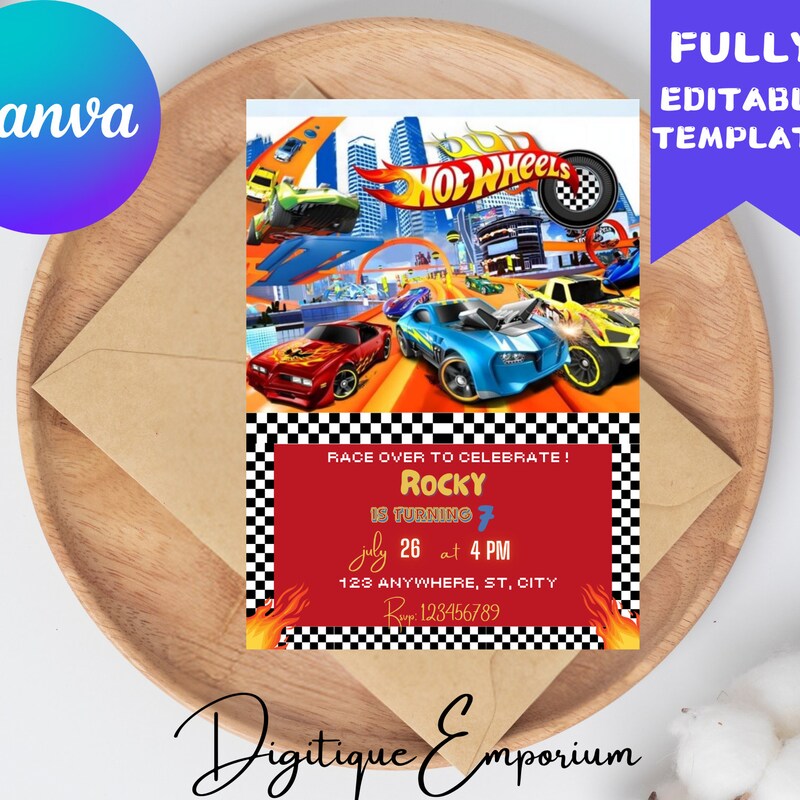 Hot Wheels Birthday Invitation - Etsy