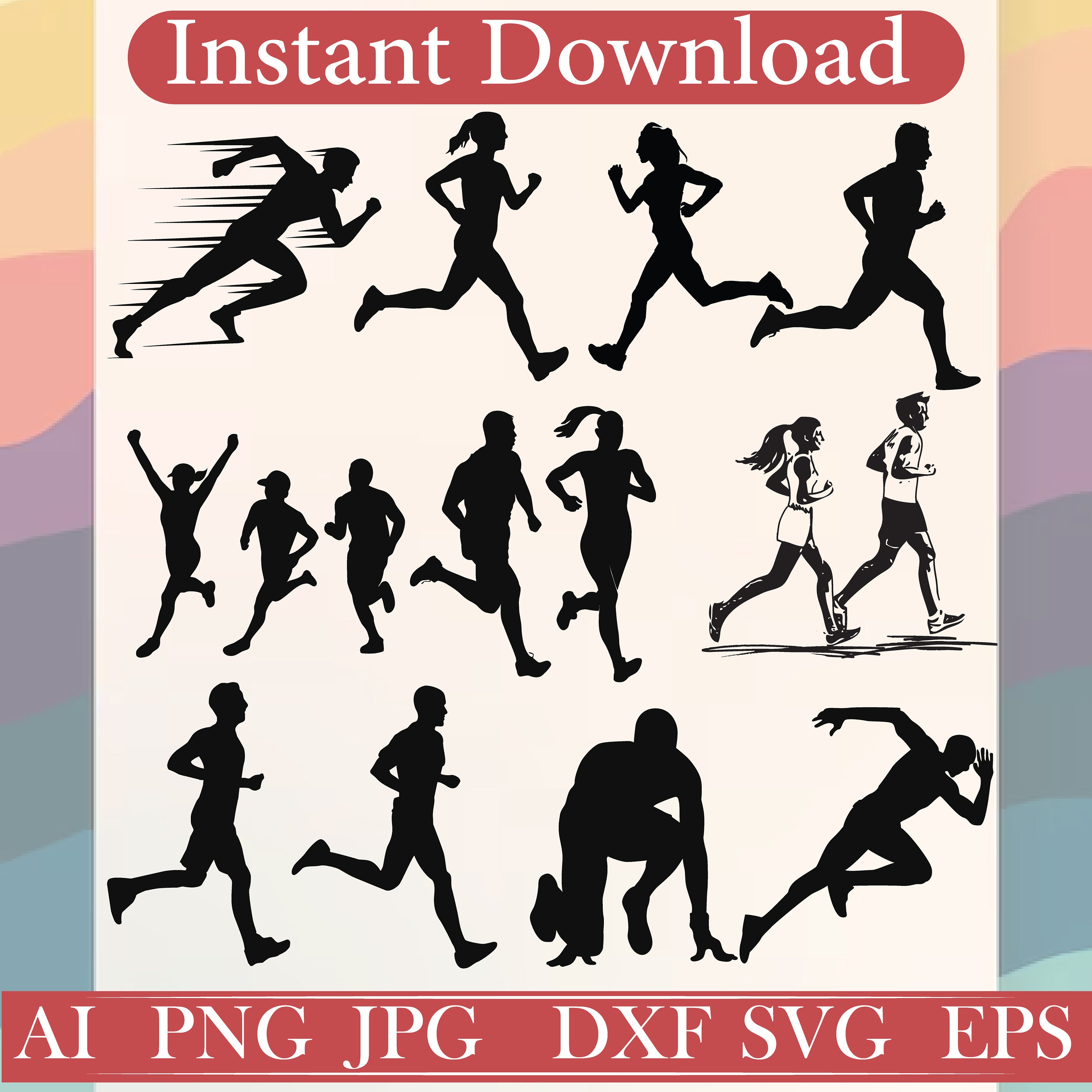 Runner Silhouette SVG: Running Clipart, Cut Files (digital Download) - Etsy
