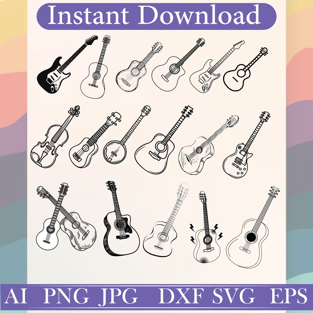 Guitar SVG Bundle \ Music Lovers Svg \ Guitar SVG \ Acoustic Guitar Svg ...