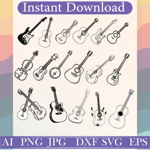 Guitar SVG Bundle \ Music Lovers Svg \ Guitar SVG \ Acoustic Guitar Svg ...