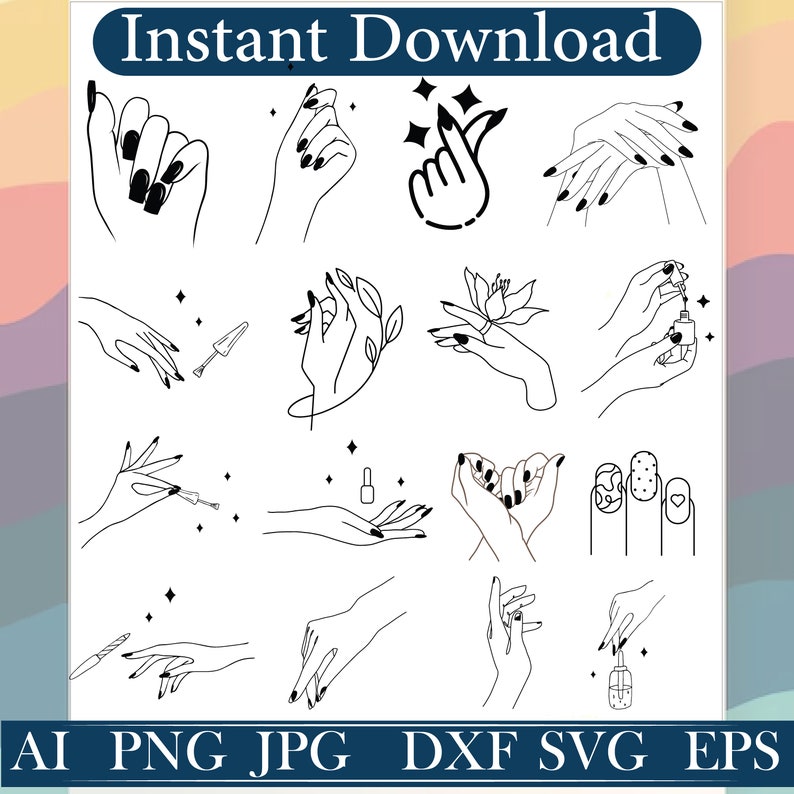 Nails SVG Bundle \ Girl Hand SVG \ Nail Art Cut Files \ Nail Art SVG ...
