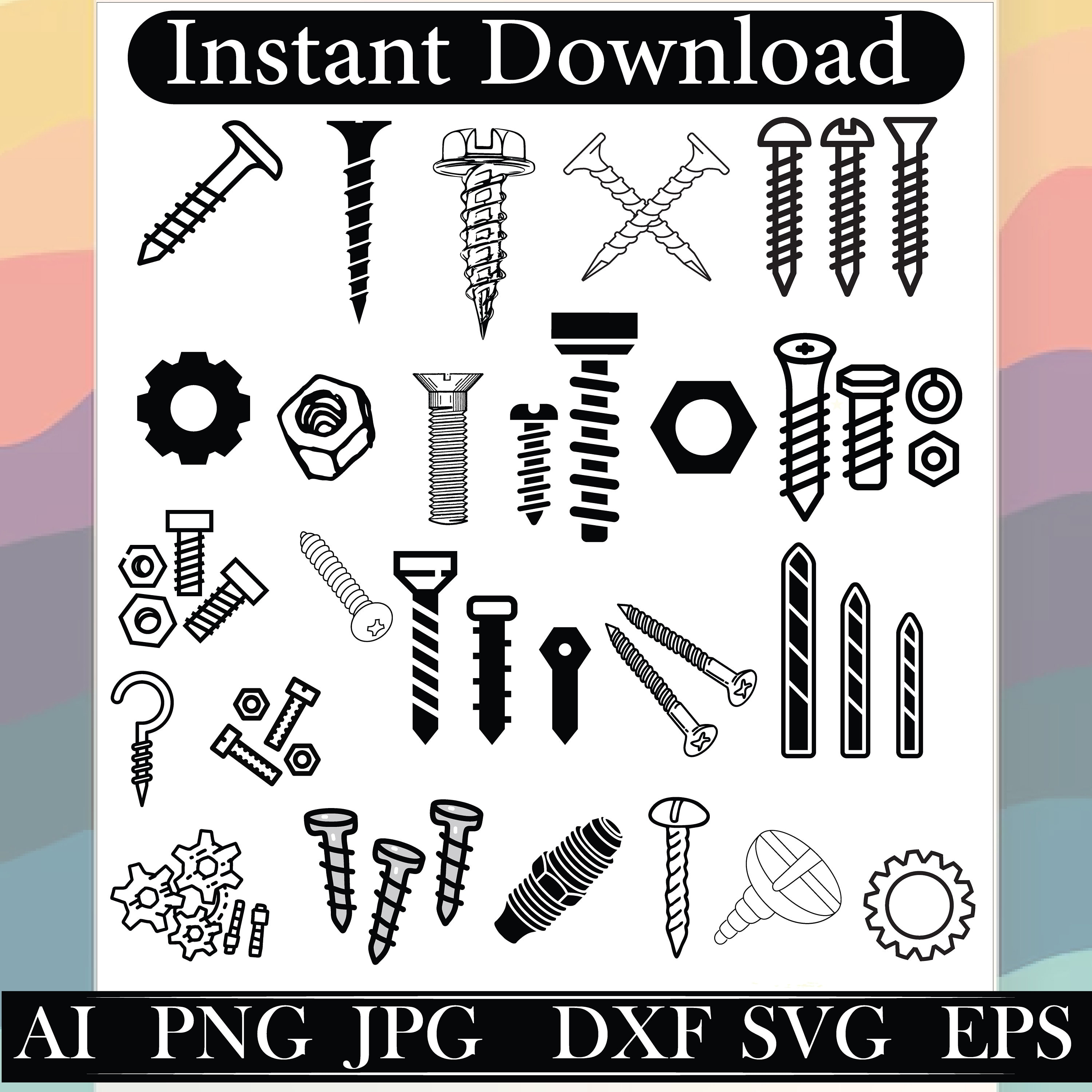 Screw SVG Bundle \ Screw Cut Files \ Bolts SVG \ Carpenter Svg ...