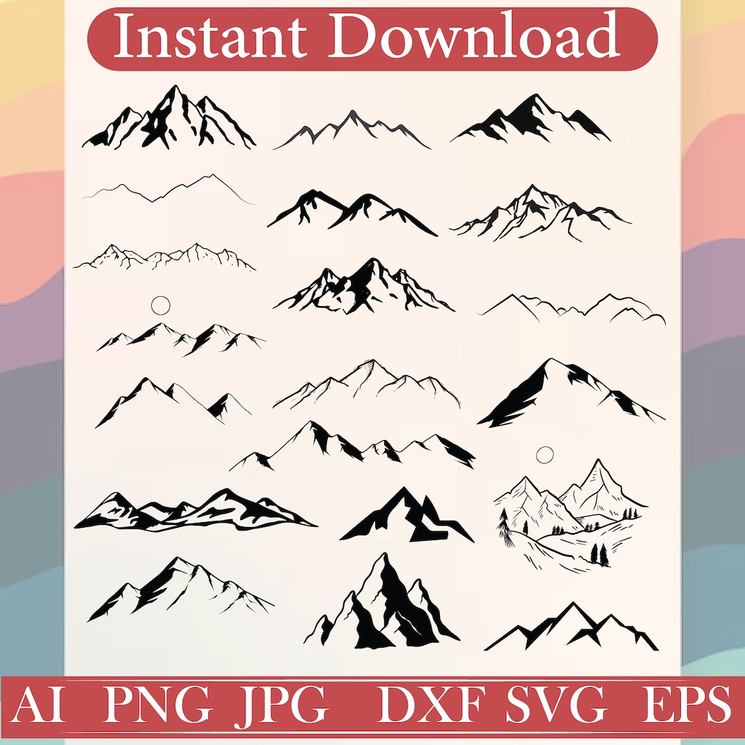 Mountains Svg Bundle \ Mountains Cut Files \ Mountain Range Svg ...