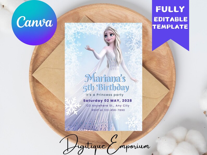 Editable Frozen Elsa Birthday Invitation Template (digital Download) - Etsy