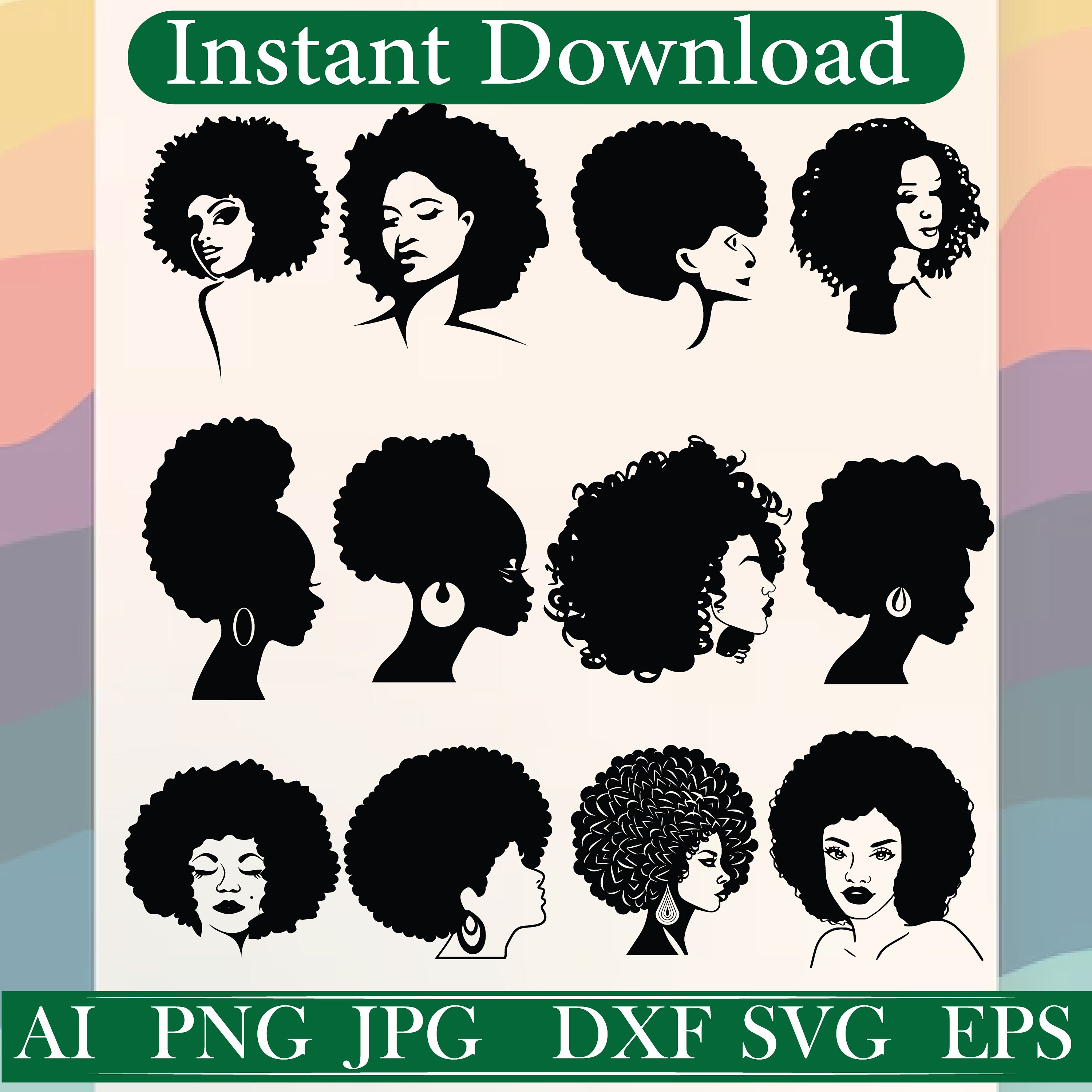 Afro Woman Svg Afro Girl SVG Afro Svg Cut File Curly Hair SVG Afro Hair ...