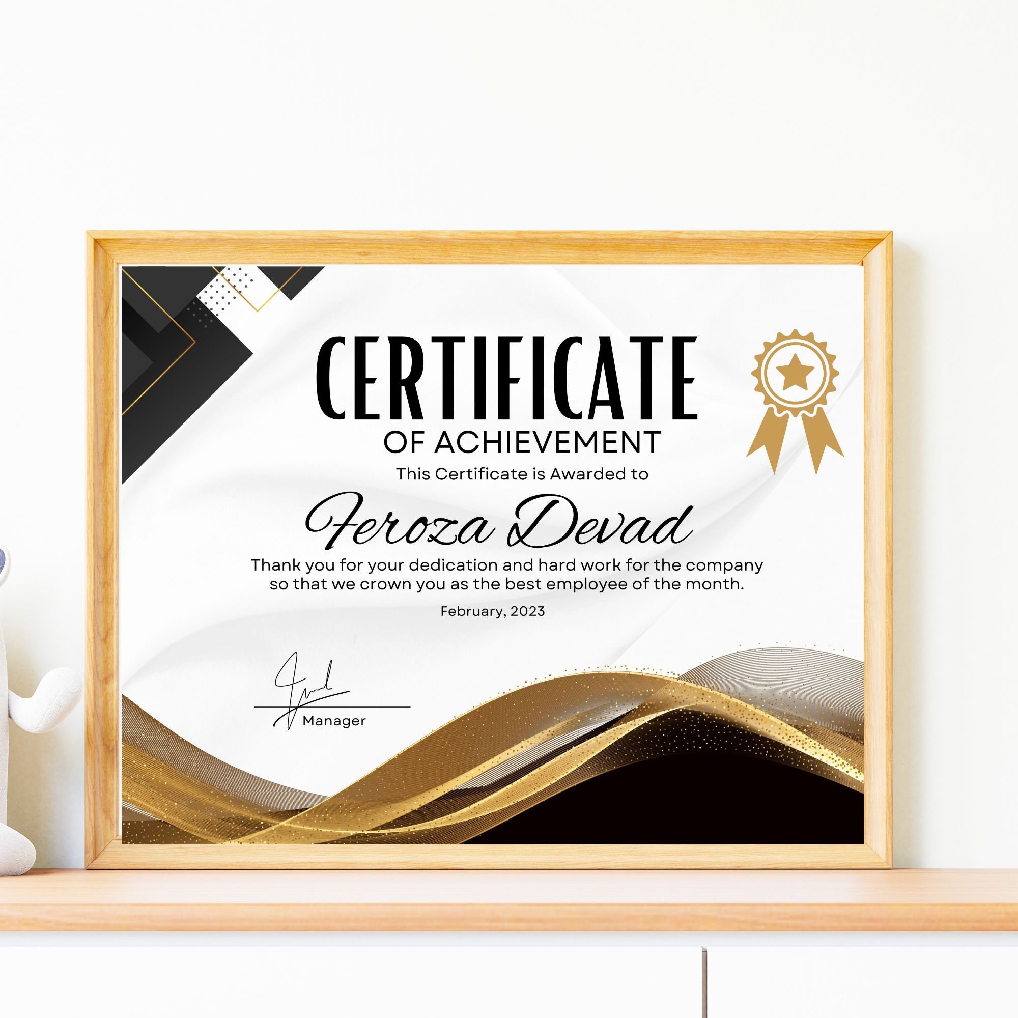Black and Gold Certificate of Recognition Design, Elegant Template ...